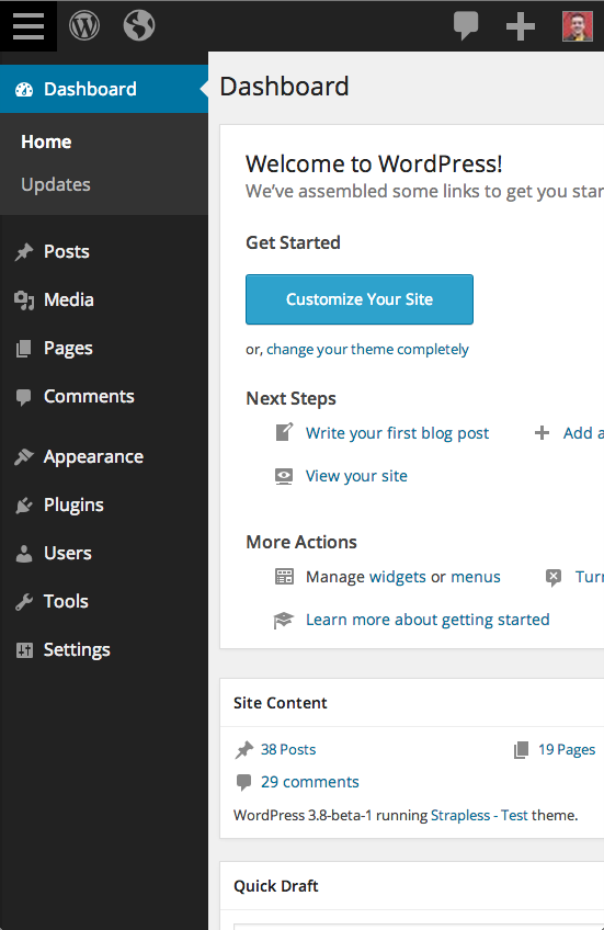 WordPress 3.8 Admin UI - Photo Gallery - New Changes in WordPress 3.8